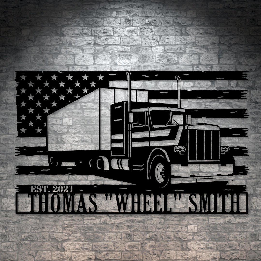 Personalized US Trailertruck Name Metal Sign. Customizable 18-wheeler ...