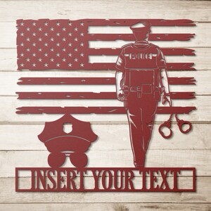 Personalized Police Officer Name Metal Sign. Custom Patriotic Police ...