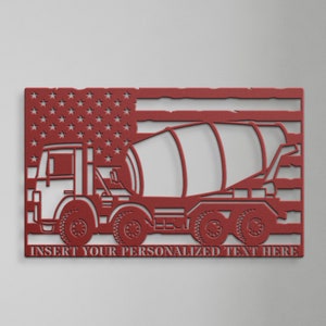 Personalized American Concrete Mixer Truck Metal Sign. Custom US Cement ...