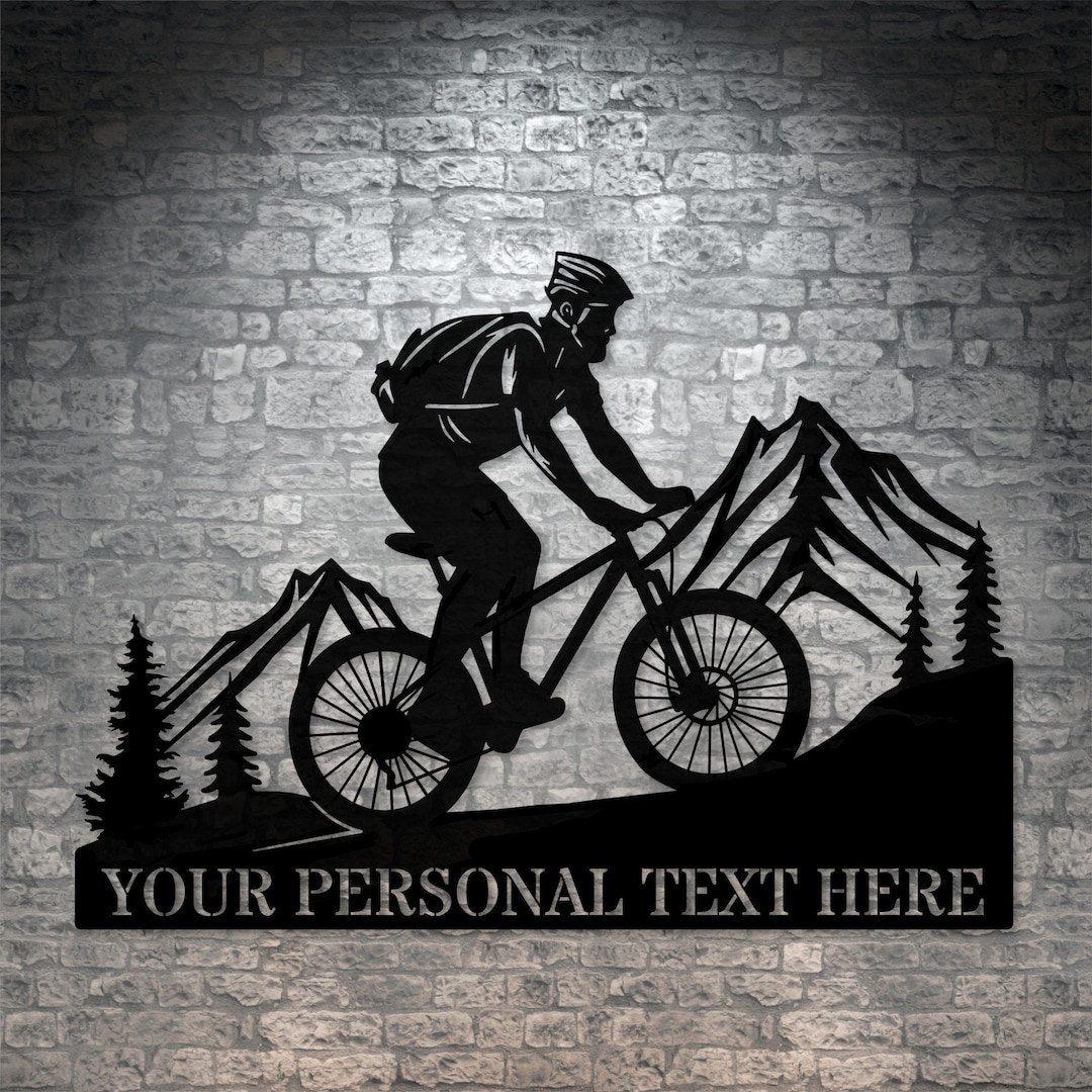 Personalized MTB Rider Name Metal Sign. Custum Trail Bike Wall Decor ...