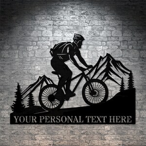 Personalized MTB Rider Name Metal Sign. Custum Trail Bike Wall Decor ...