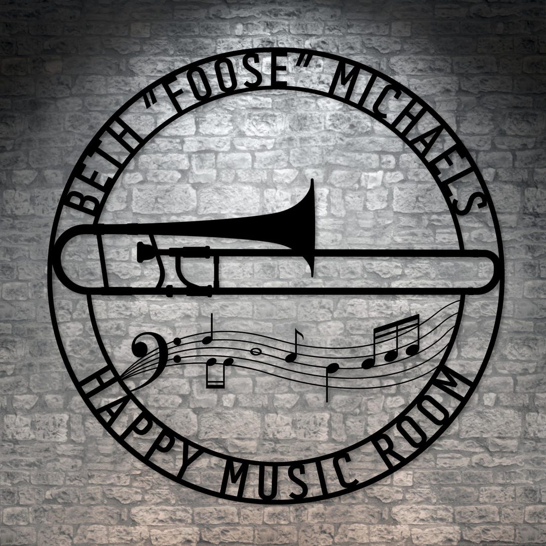 Personalized Trombone and Notes Name Metal Sign. Trombone Player Gift ...