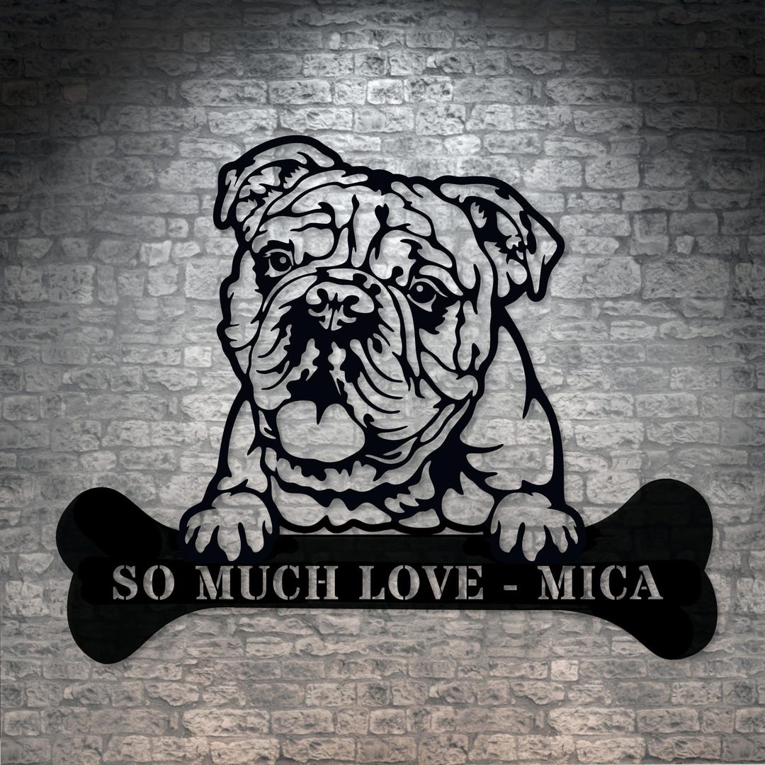 Personalized English Bulldog Name Metal Sign Gift. Customizable Dog ...