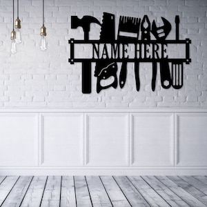 Personalized DIY Tools Name Metal Sign. Custom Handyman Wall Decor Gift ...