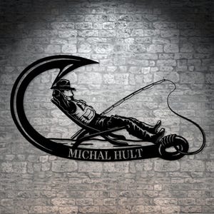 Personalized Fisher Name Metal Sign. Custom Fishing Wall Decor Gift. to ...