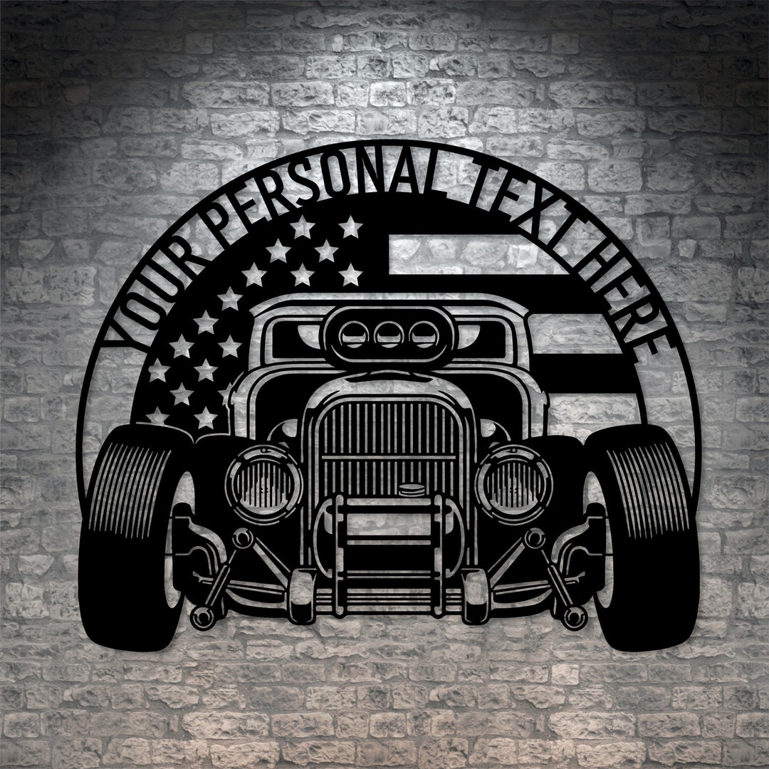 Personalized American Rat Rod Name Metal Sign. Custom Patriotic Garage ...