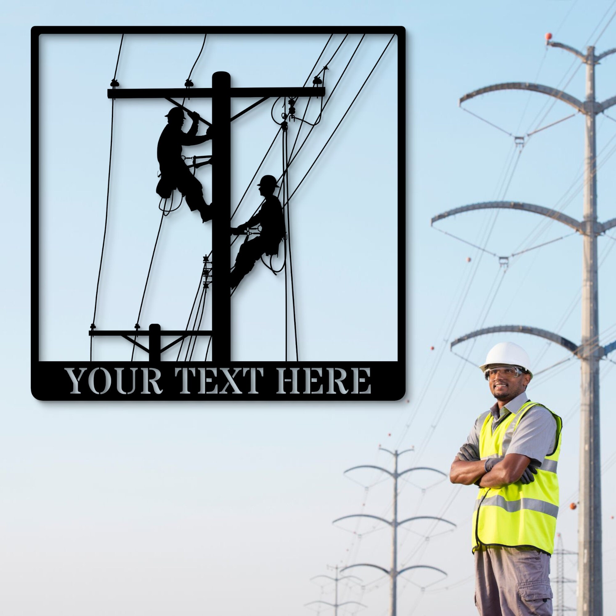 Personalized Linemen Workers Metal Sign. Custom Electrician Wall Decor ...