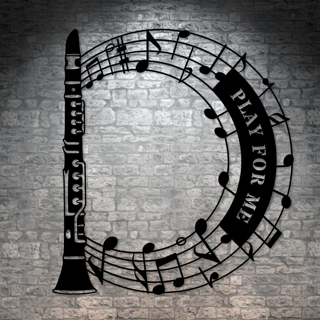 Personalized Clarinet and Notes Name Metal Sign. Custom Sopranino Wall ...