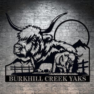 Personalized Yak Name Metal Sign Gift. Custom Yak Ox Wall Decor Display ...