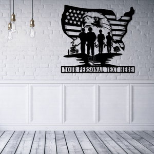 Personalized Patriotic US Military Metal Sign. Military Eagle Metal ...