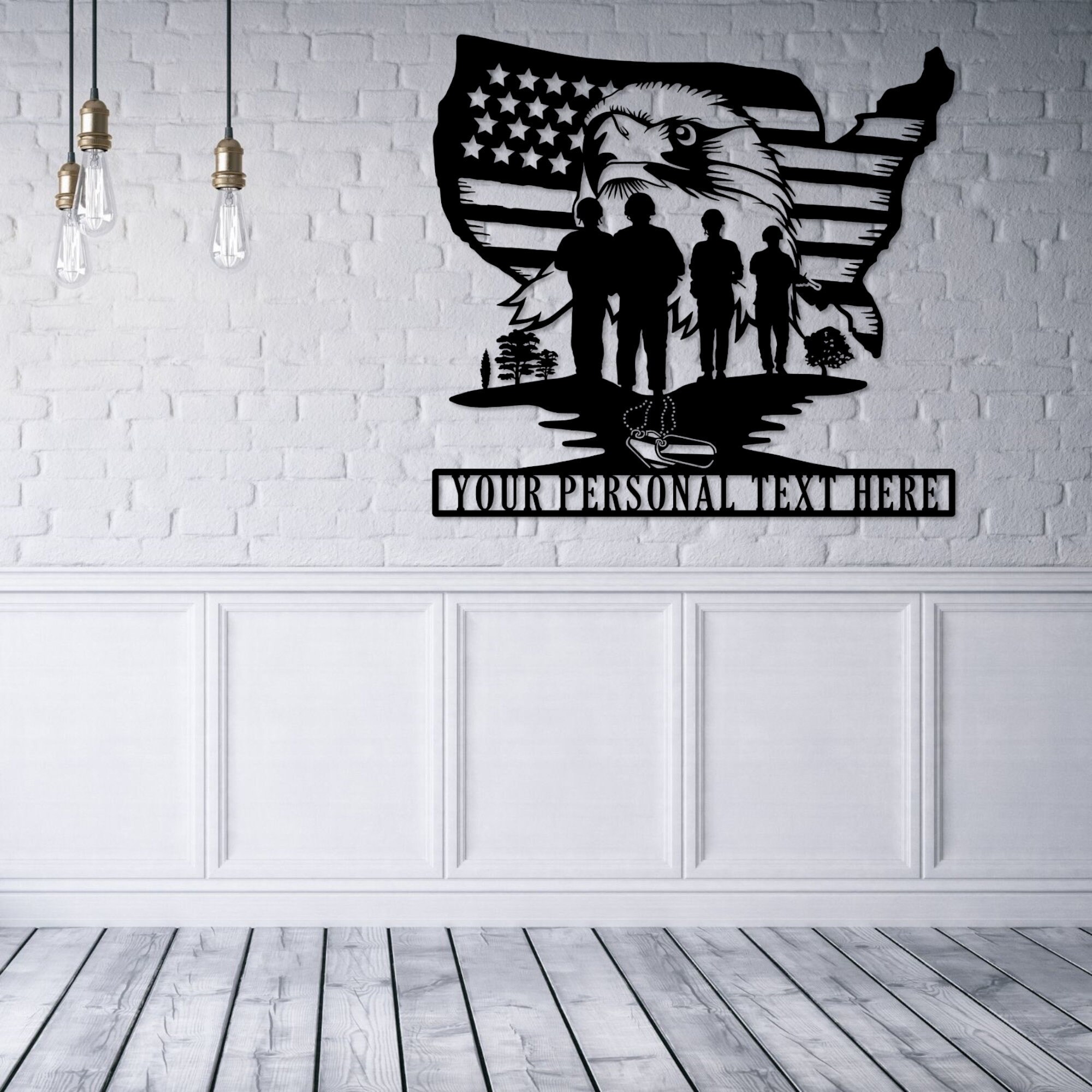 Personalized Patriotic US Military Metal Sign. Military Eagle Metal ...