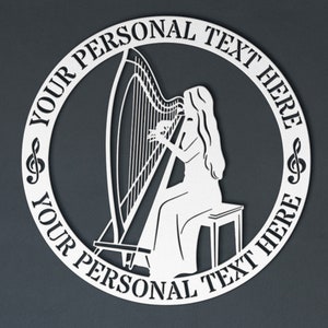 Personalized Harp Player Metal Sign Gift. Custom Female Harpist Wall ...