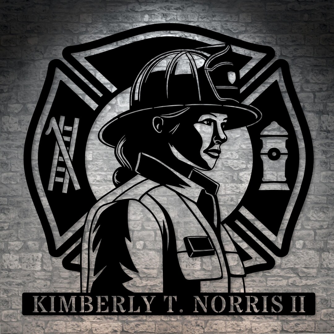 Personalized Female Firefighter Metal Sign Gift. Custom Maltese Cross ...