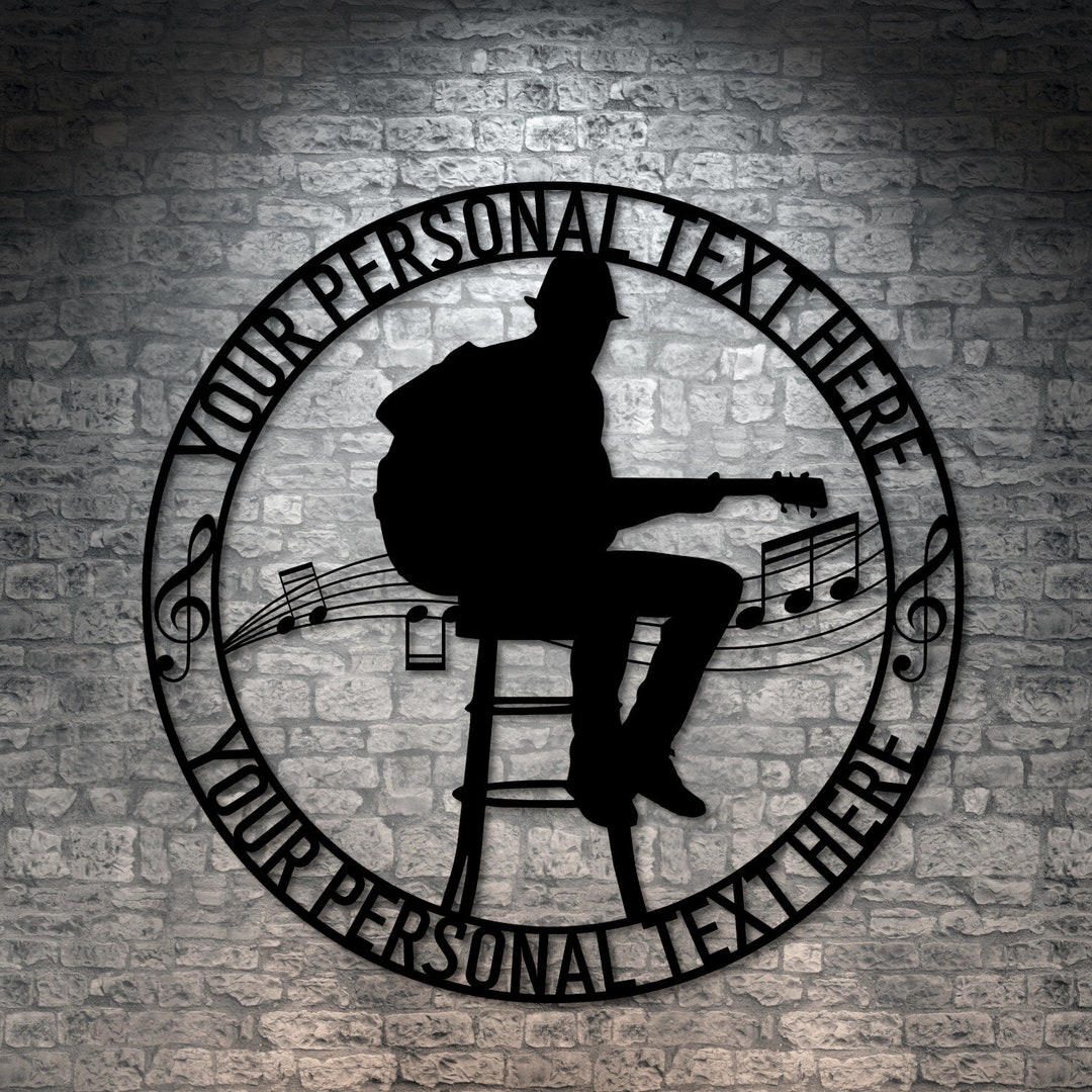 Personalized Guitarist Player Metal Sign. Acoustic Guitar Name Gift ...