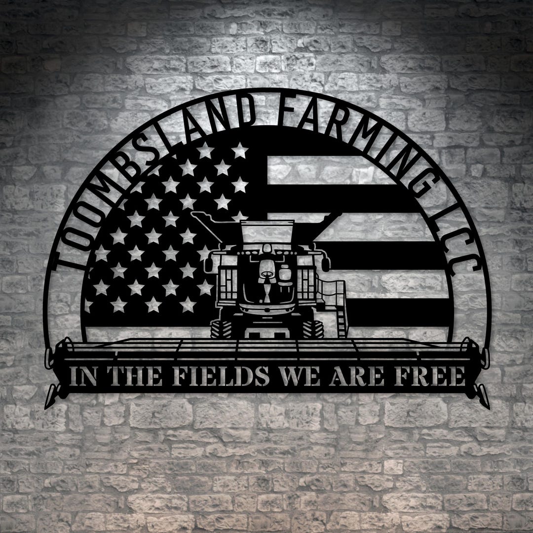 Personalized US Combine Harvester Metal Sign. Custom Patriotic Farm ...
