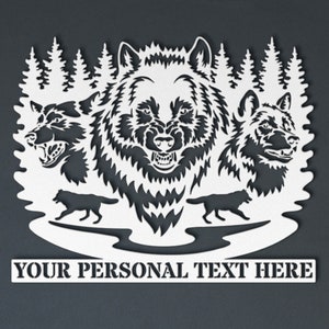 Personalized Wildlife Wolf Family Name Metal Sign. Custom Wolf Wall ...