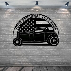 Personalized American Hot Rod Coupé Name Metal Sign. Custom US Garage ...