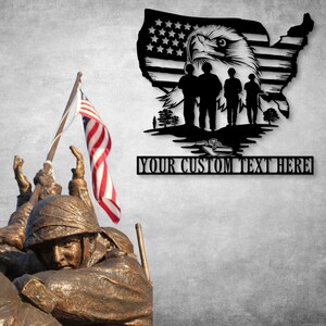 Personalized Patriotic US Military Metal Sign. Military Eagle - Etsy