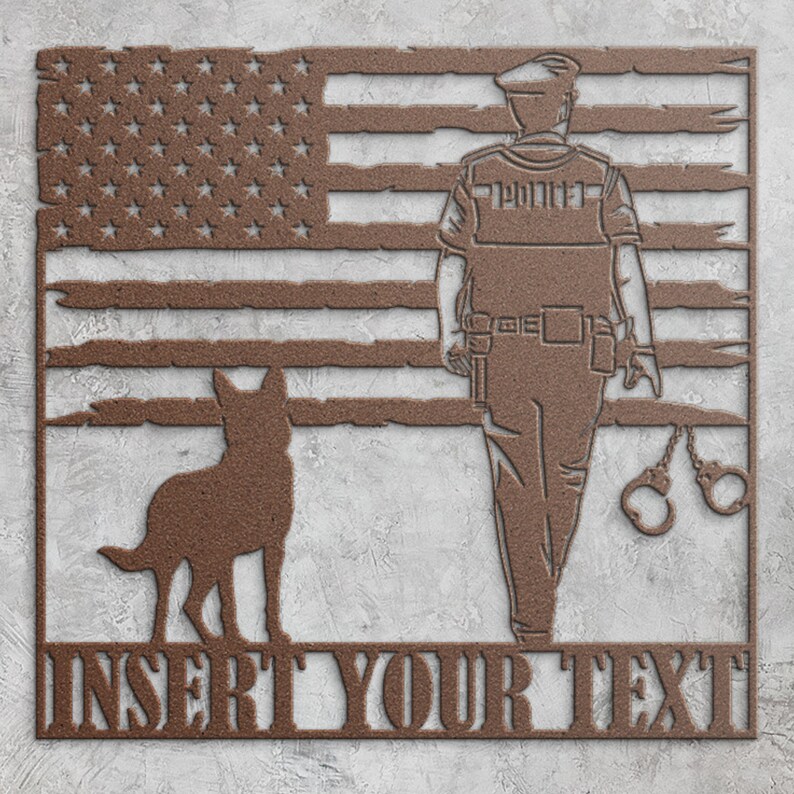 Personalized American Police Officer and K9 Dog Name Metal Sign. Custom ...