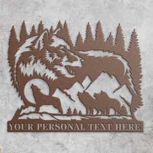 Personalized Howling Wolf Name Metal Sign Gift. Custom Wolf Family Wall ...