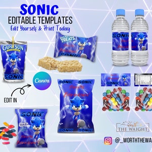 EDITABLE Kids Birthday Party Template, Sonic Birthday Theme Bundle ...