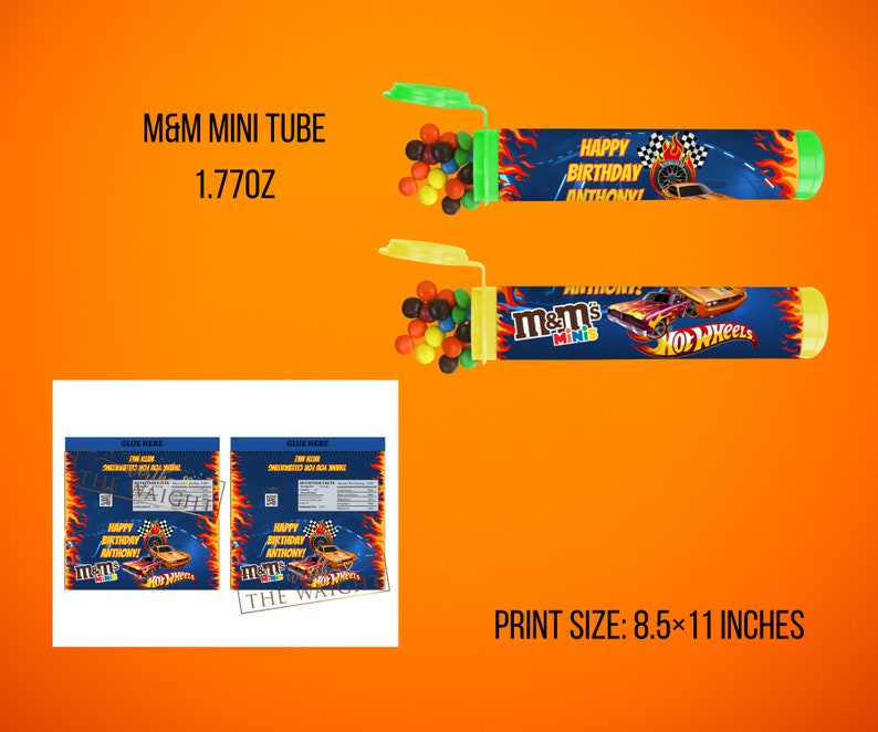 EDITABLE Kids Birthday M&M TUBE Template, Hot Wheels Birthday Theme ...