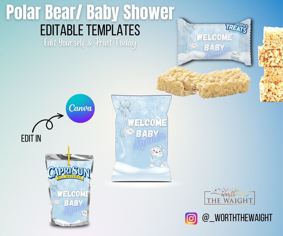 EDITABLE BABY SHOWER Template, Polar Bear Theme 3 Pack Bundle, Instant ...
