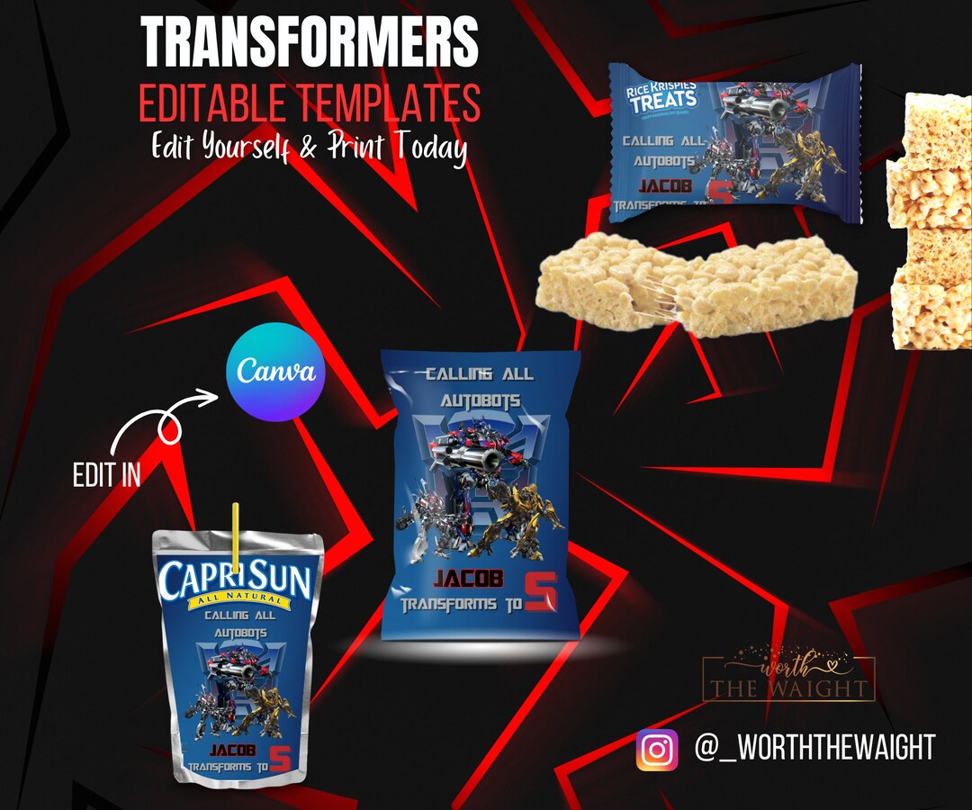 EDITABLE Kids Birthday Party Template, TRANSFORMERS Birthday Theme ...