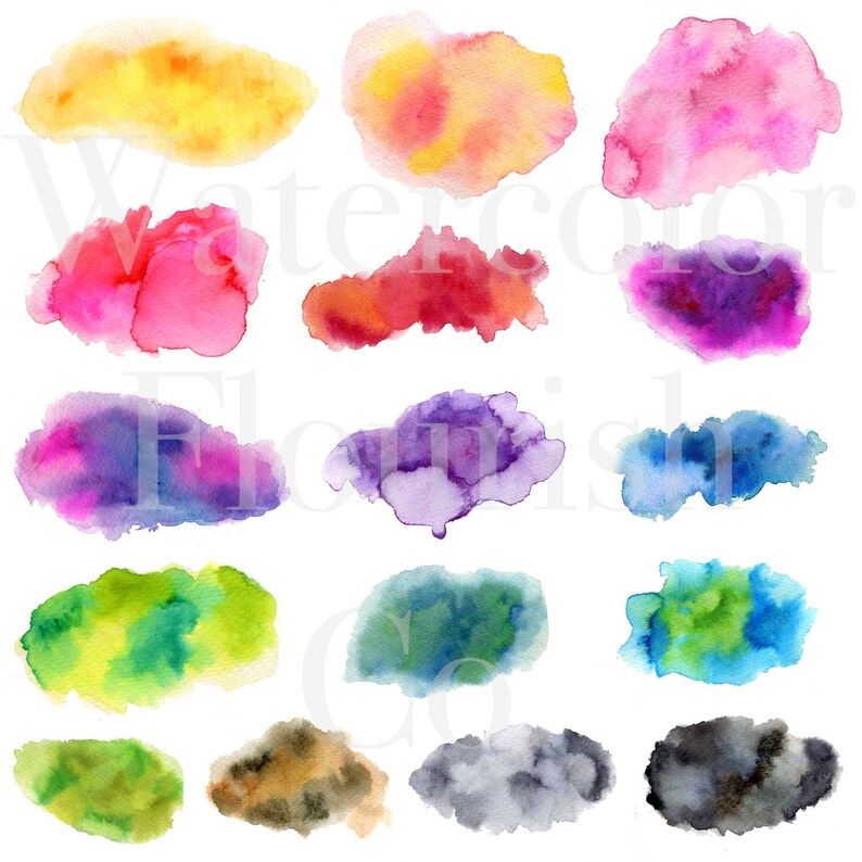 Watercolor Splotches Clip Art PNG Files, Watercolor Clip Art, Abstract ...