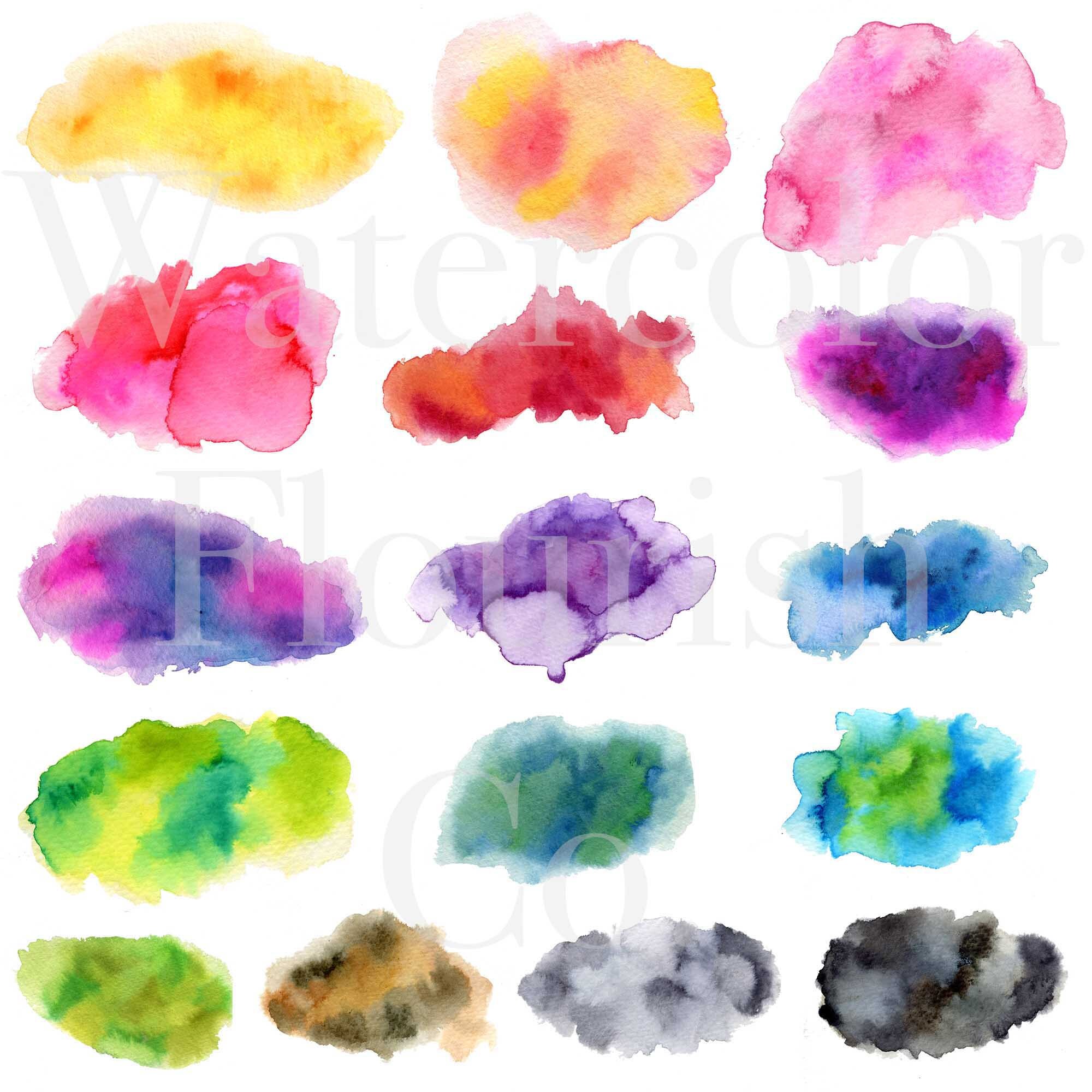 Watercolor Splotches Clip Art PNG Files, Watercolor Clip Art, Abstract ...