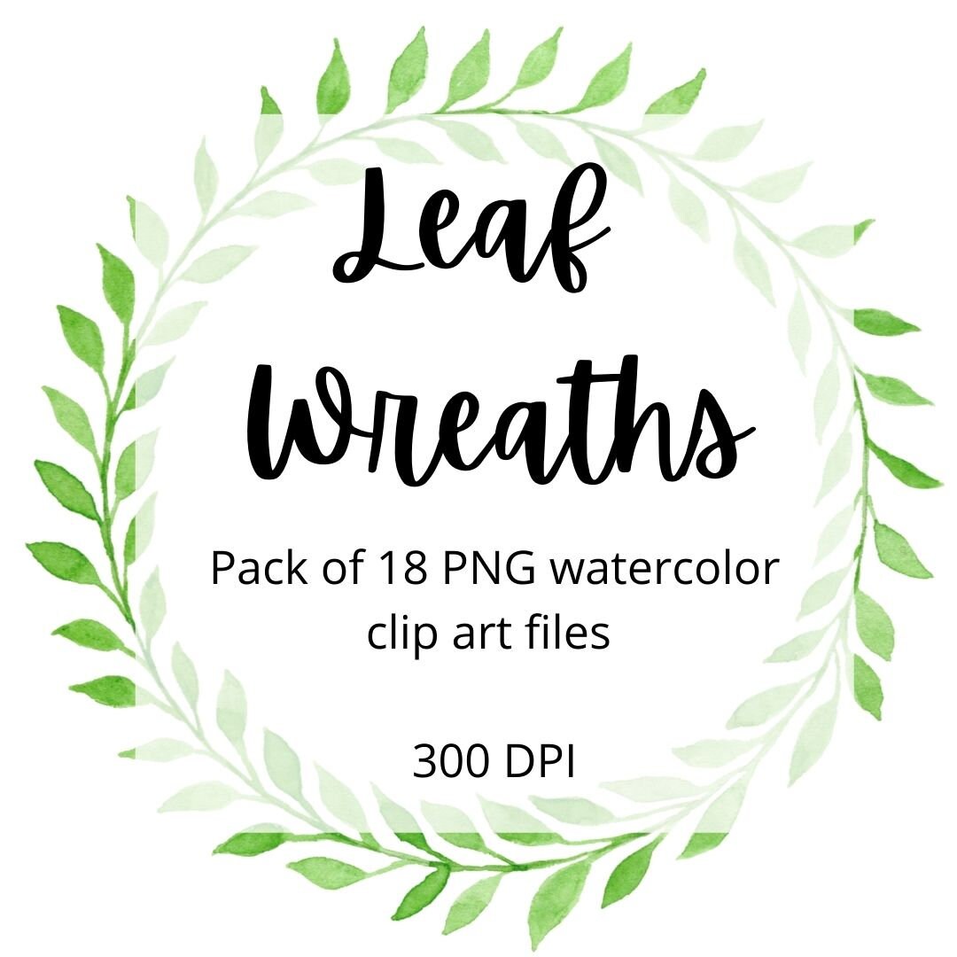 Watercolor Leafy Wreath Clip Art PNG Files, Colorful Wreaths Elements ...