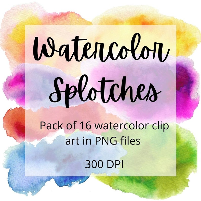 Watercolor Splotches Clip Art PNG Files, Watercolor Clip Art, Abstract ...
