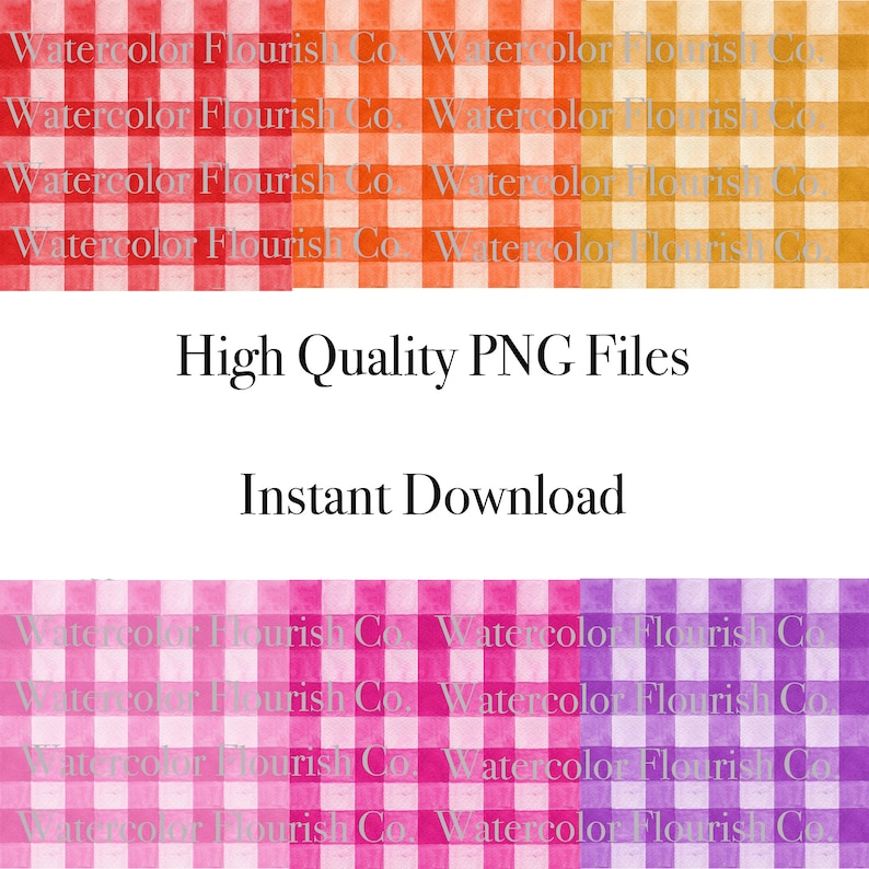 Watercolor Gingham Background Clip Art PNG Files, Watercolor Elements ...