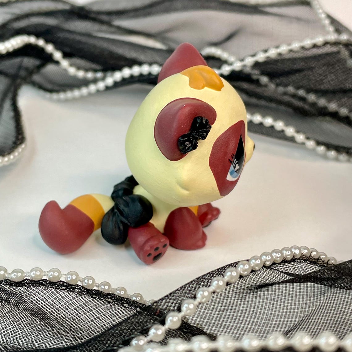 Littlest Pet Shop LPS OOAK Custom Cat #612 Panda Bear Inspired With Bow ...