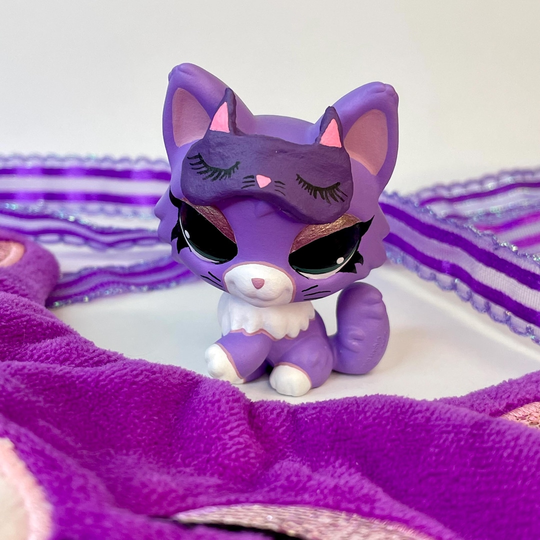 Littlest Pet Shop LPS OOAK Custom Wolfcat Cat Purple and Pink Shimmer ...