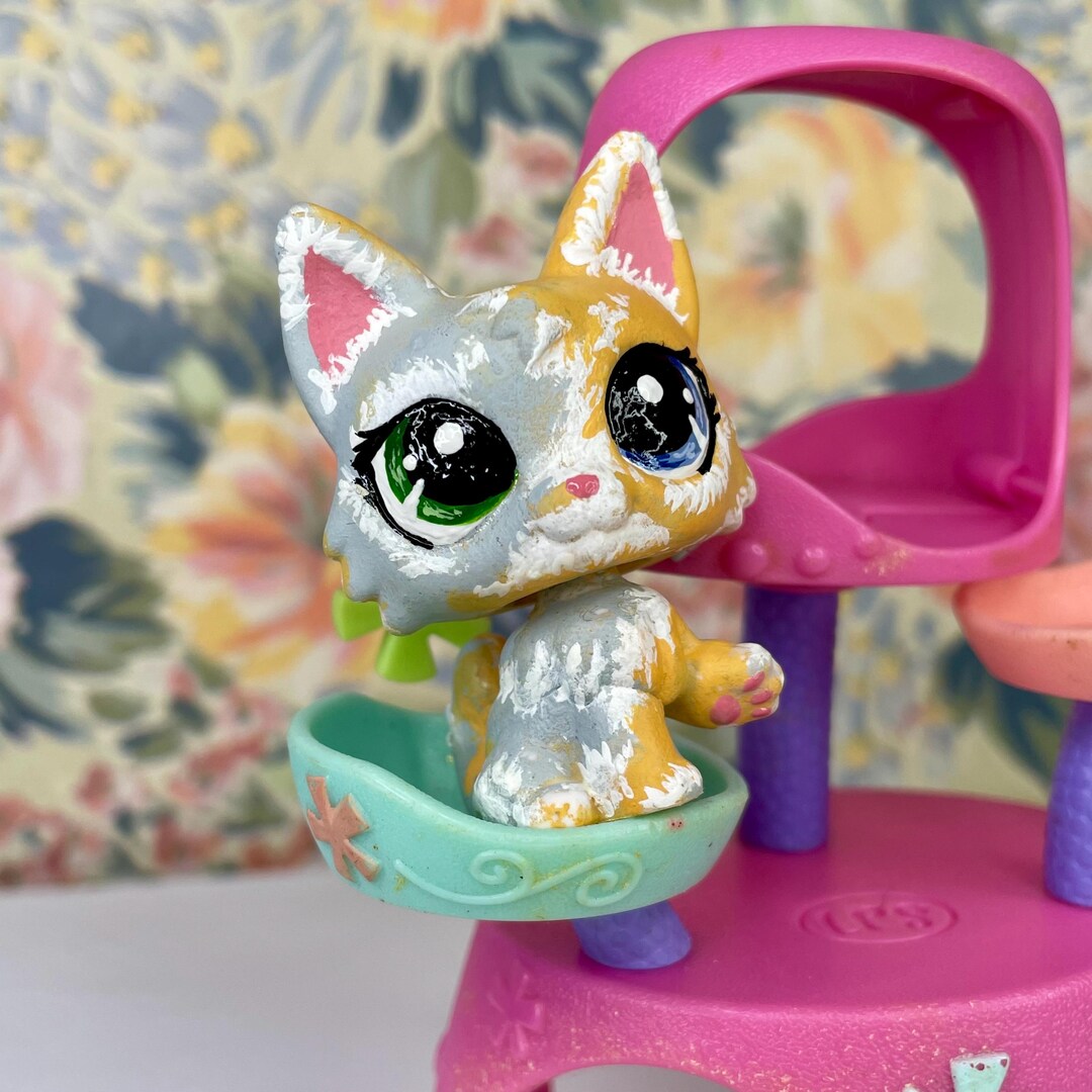 Littlest Pet Shop LPS OOAK Custom Wolf Cat Orange and Gray Patches Cute ...