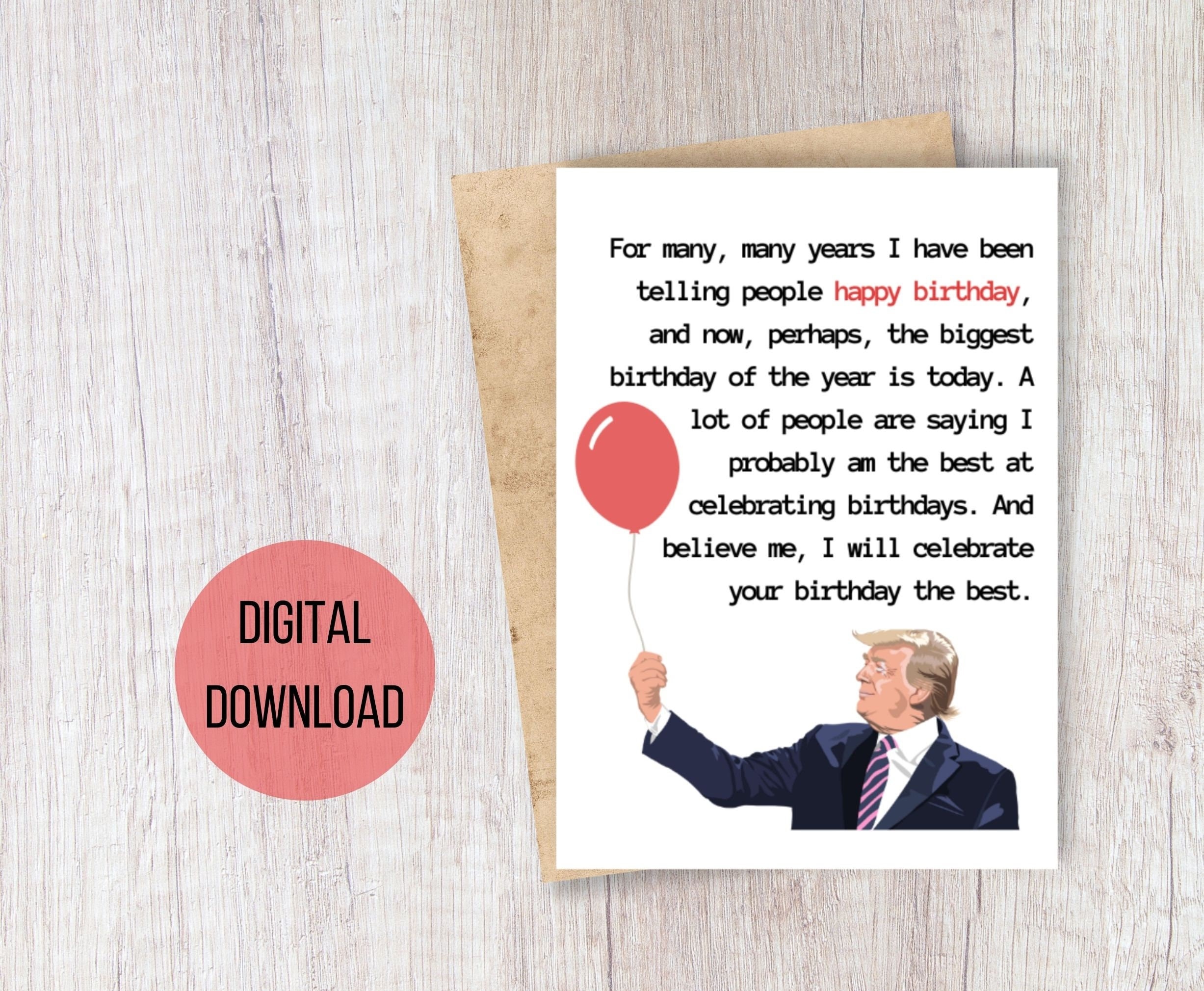 Trump Birthday Card // Happy Birthday Digital Print // Instant Download ...