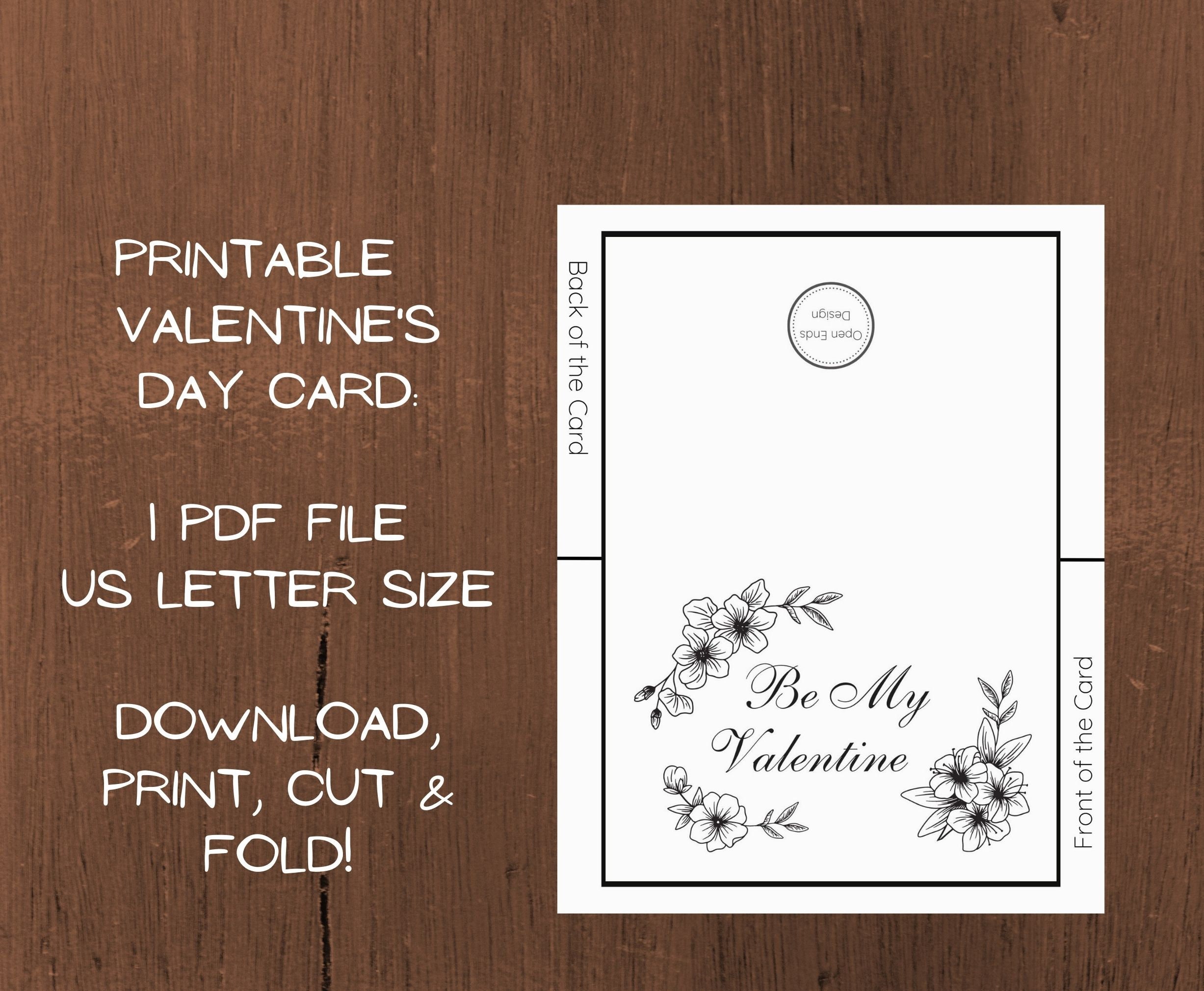 Printable Valentines Day Card, Digital Download, Instant Access, Be My ...