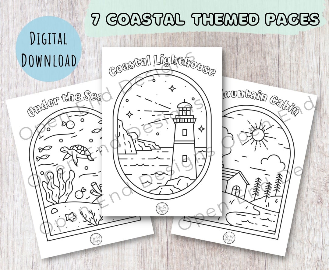 Coastal Coloring Pages//instant Download Printable Coloring Pages ...