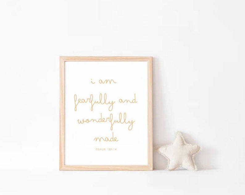 I Am Fearfully and Wonderfully Made Wall Art, Psalm 139:14, Nursery ...