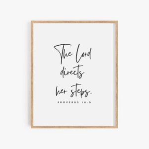 Christian Poster Bible Verse Wall Art, Proverbs 16:9, the Lord Directs ...