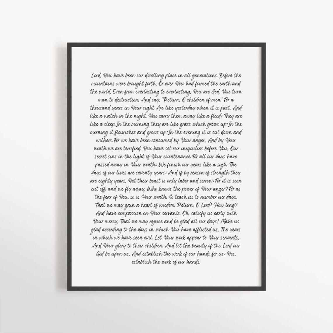 Psalm 90 Handwritten Sign, Psalm Wall Art, Modern Christian Art ...