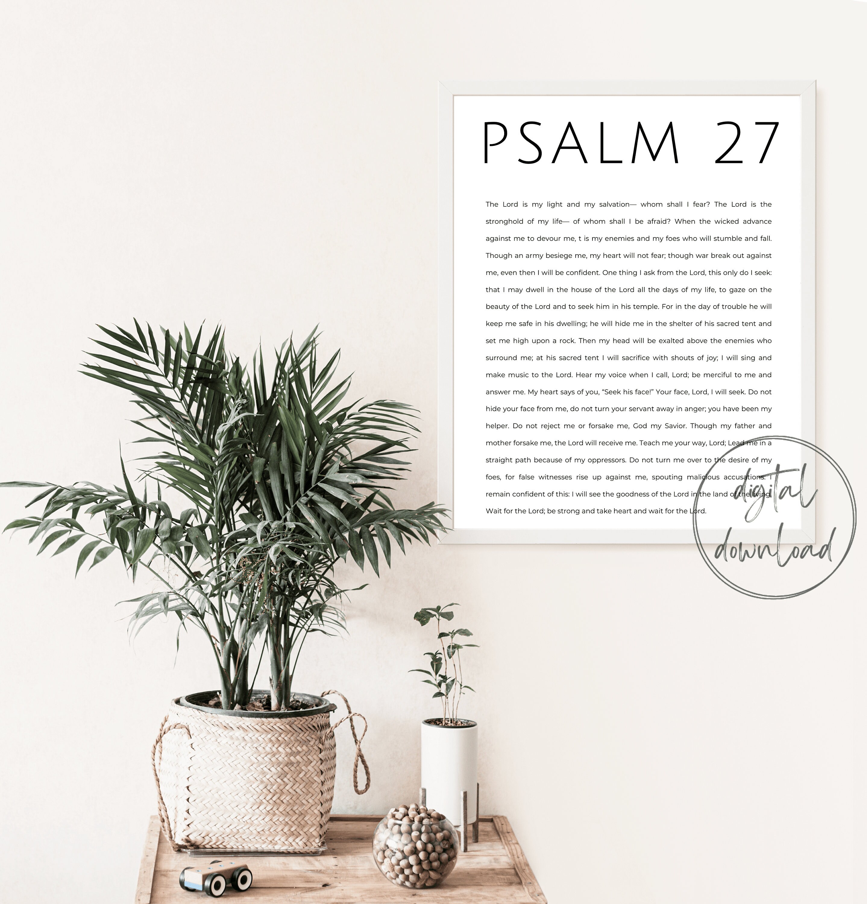 Psalm 27 Printable Wall Art, Modern Christian Home Decor, Digital Print ...
