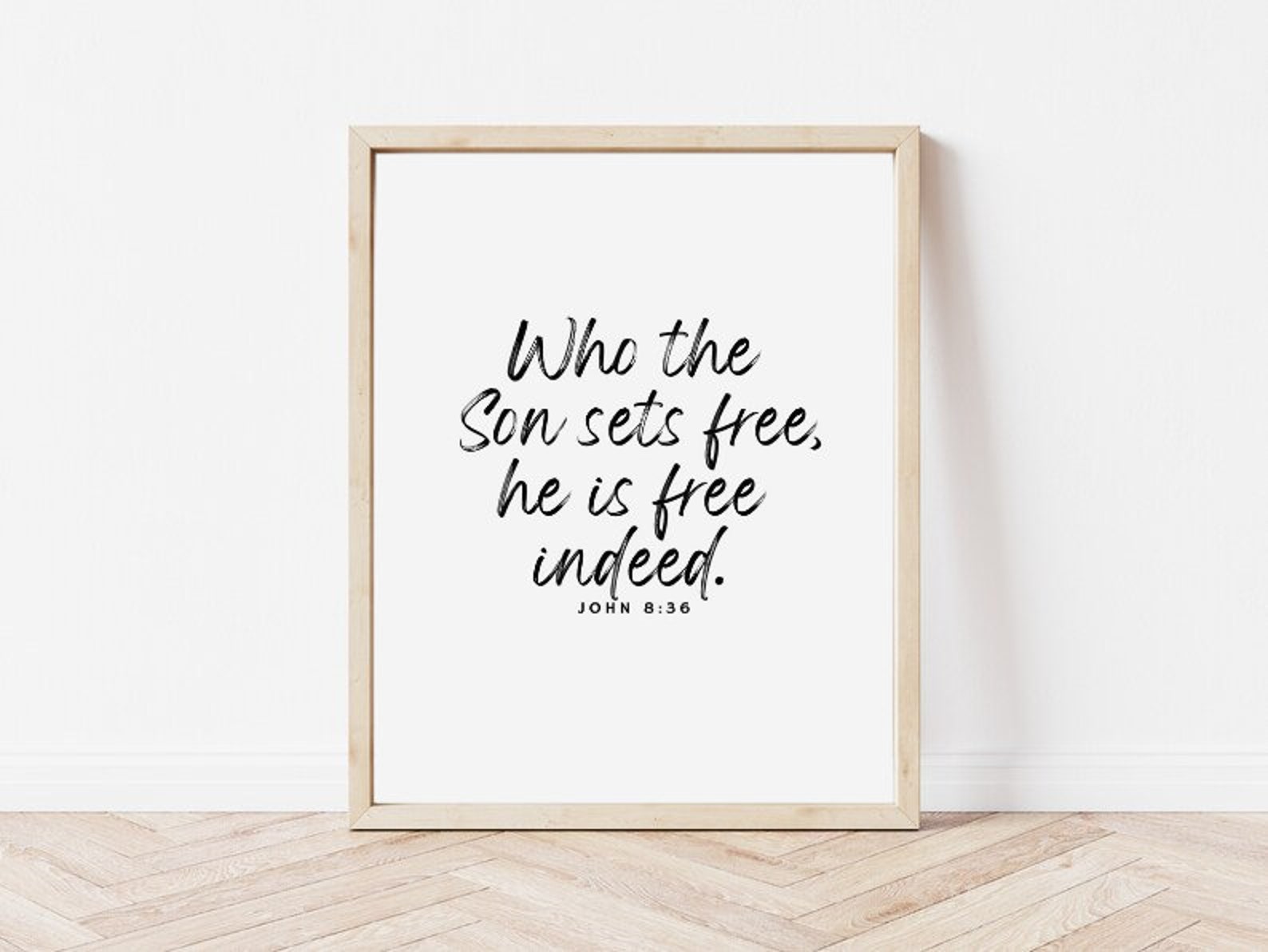 Free Indeed Art, John 8:36, Modern Christian Art, Bible Quote Print ...