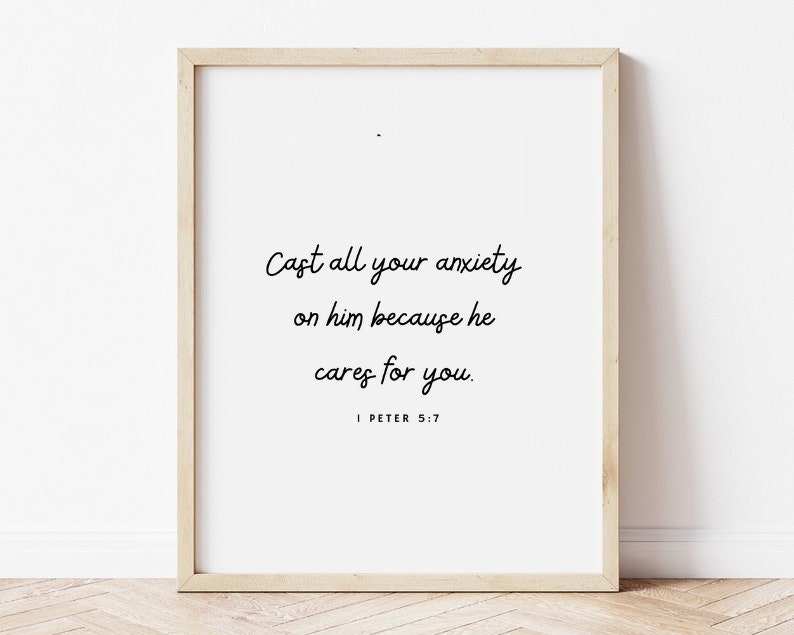 1 Peter 5:7 Bible Verse Printable, Cast All Your Anxiety on Him ...