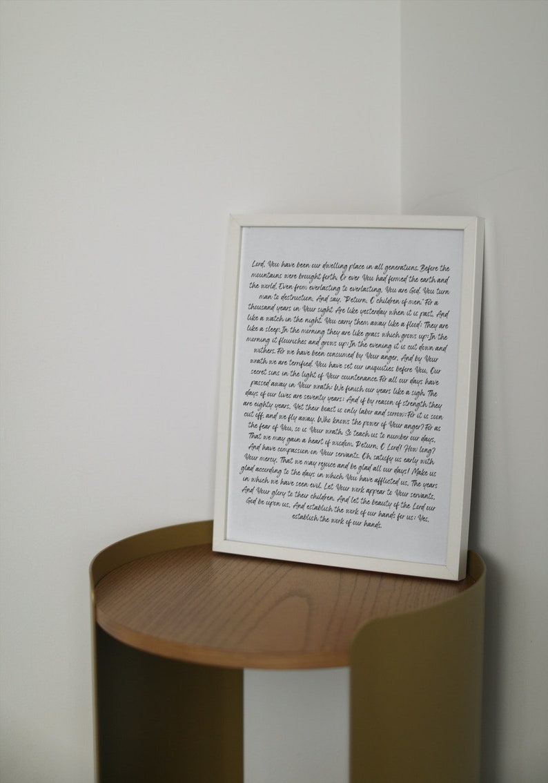 Psalm 90 Handwritten Sign, Psalm Wall Art, Modern Christian Art ...