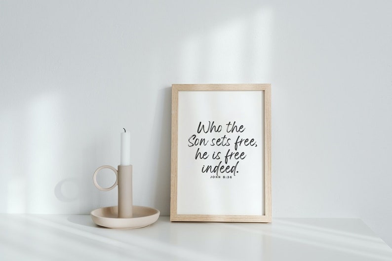 Free Indeed Art, John 8:36, Modern Christian Art, Bible Quote Print ...