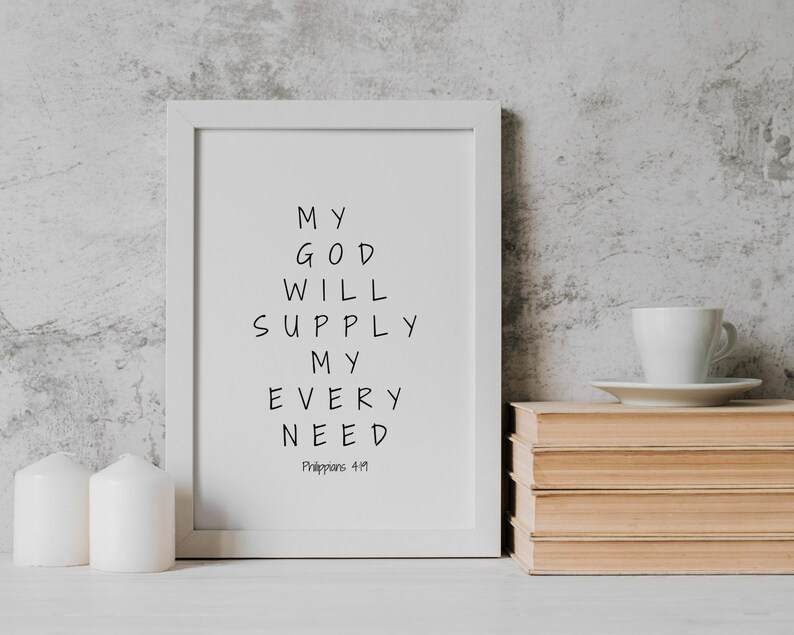 Philippians 4:19, Christian Wall Art, Aesthetic Bible Verse Printable ...