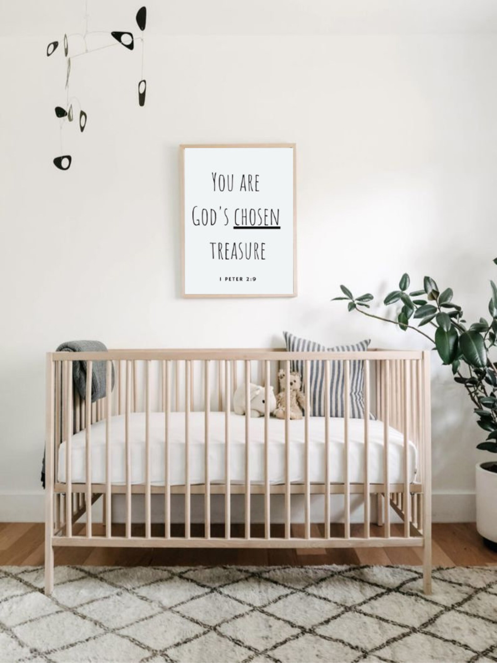You Are God's Chosen Treasure, 1 Peter 2:9 Print, Nursery Bible Verse ...
