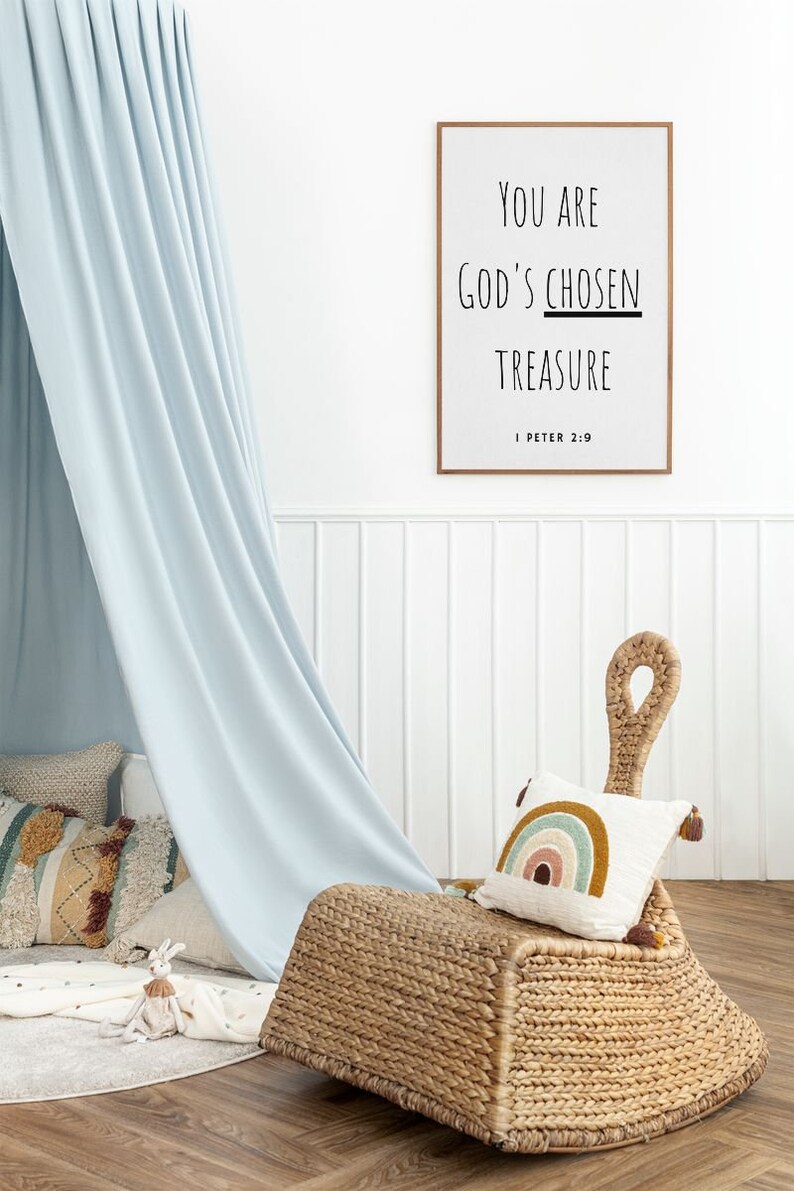 You Are God's Chosen Treasure, 1 Peter 2:9 Print, Nursery Bible Verse ...